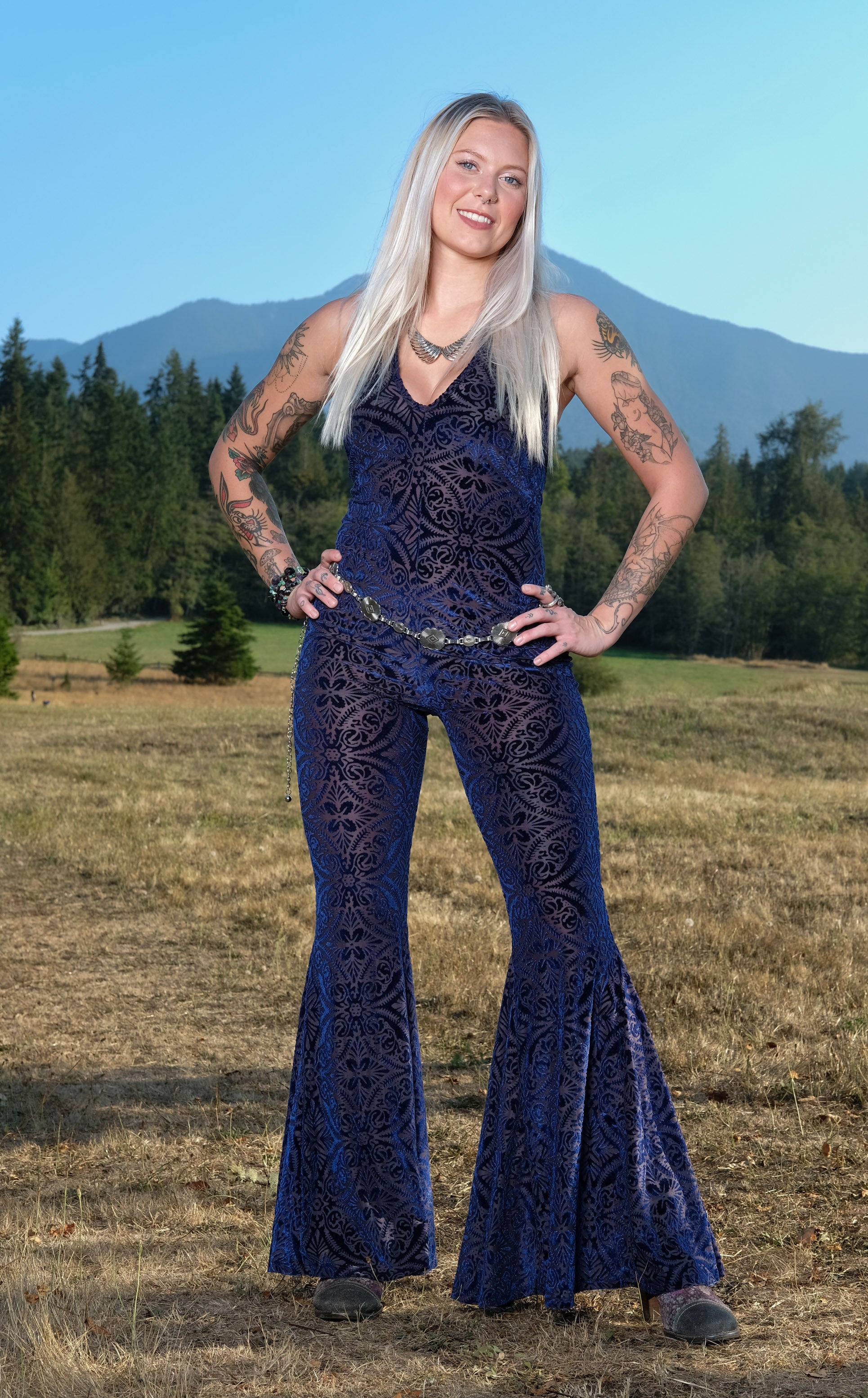 Ocean Burnout Velvet Liberty Onesie - Warrior Within Designs